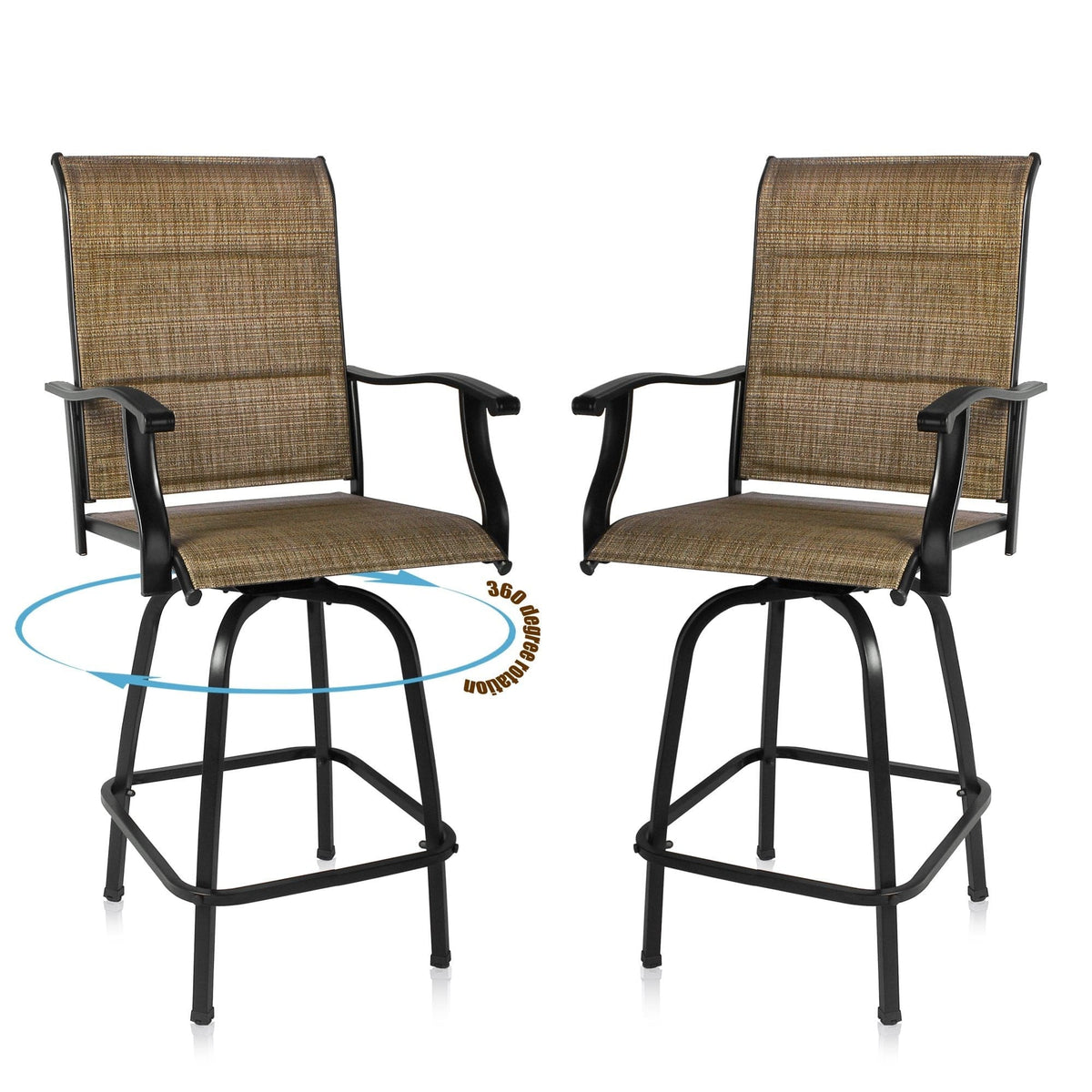 The Zen Garden | Brown Swivel Outdoor Bar Stools Set | Outdoor Patio ...
